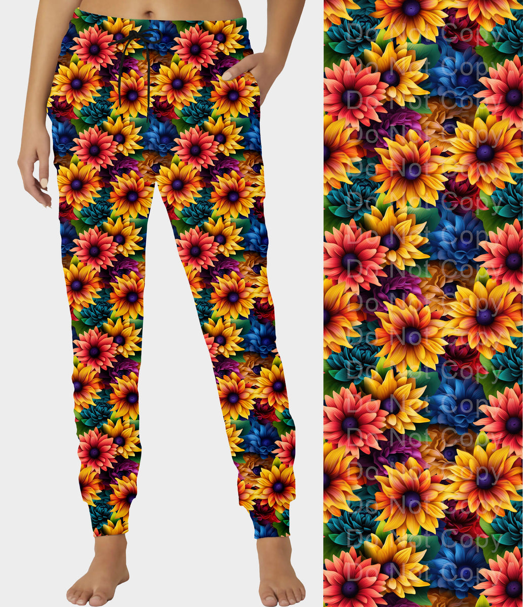 Colorful Sunflower Joggers (ready to ship) – Arrow Trend Leggings